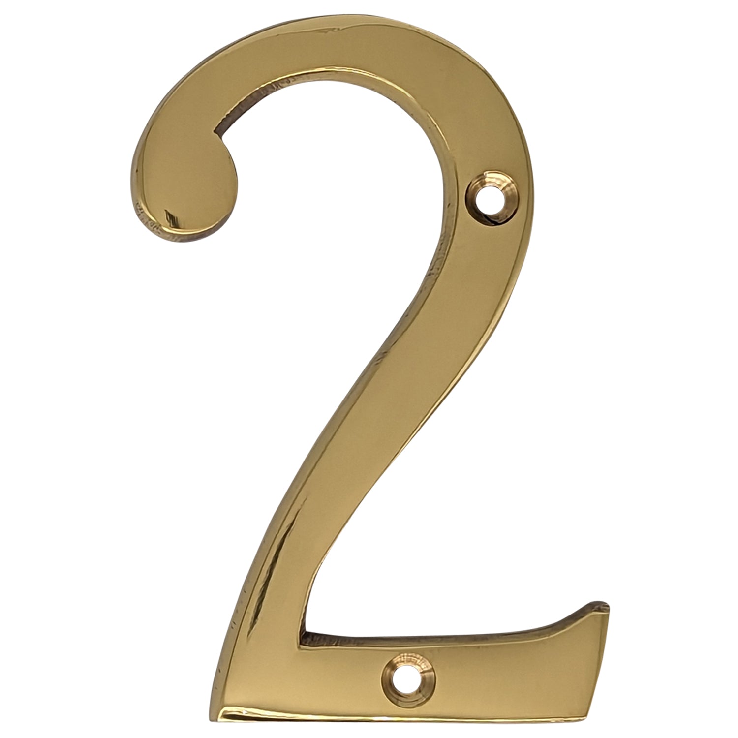 Solid Brass 4 Inch Tall Number 2 – Copper Mountain Hardware