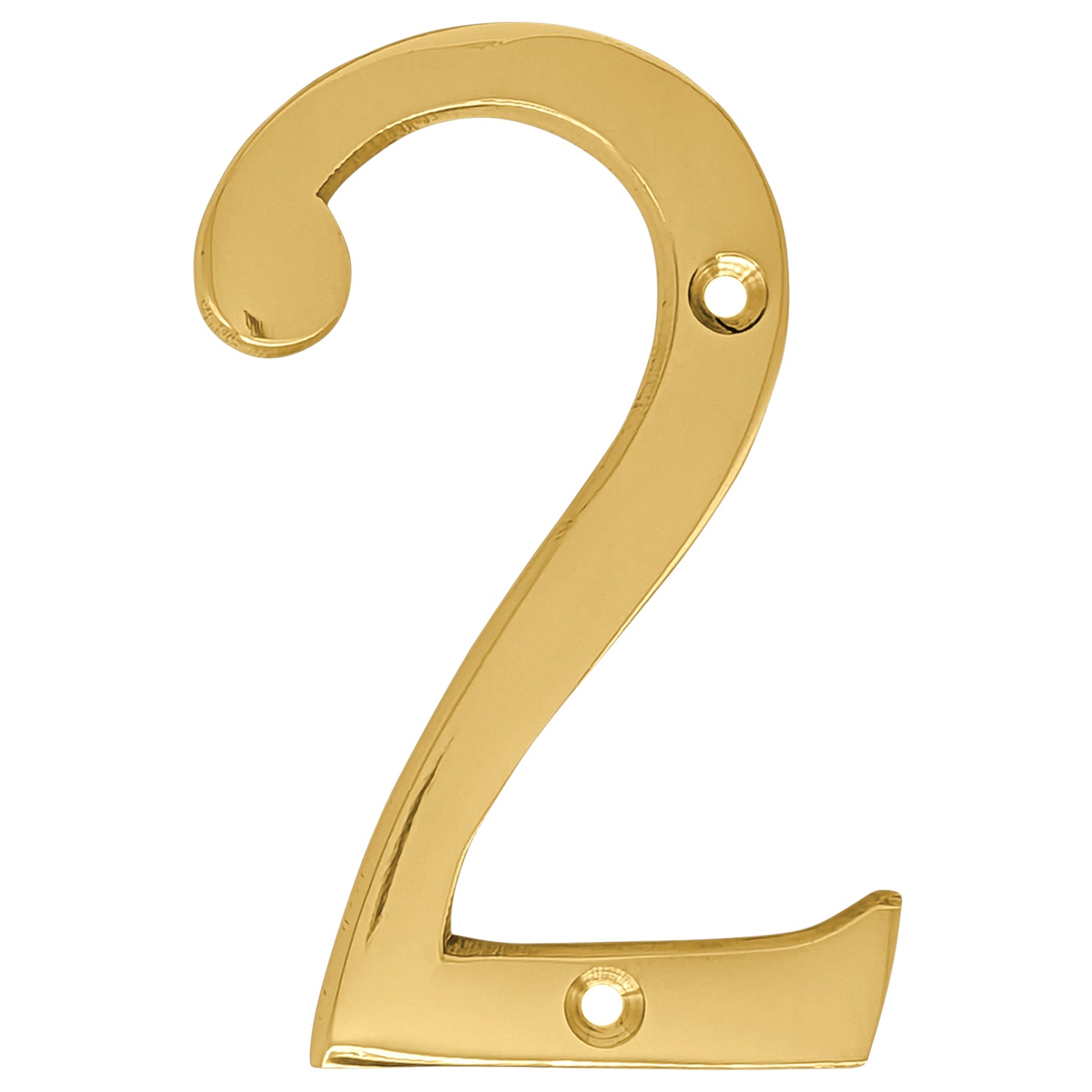 Solid Brass 4 Inch Tall Number 2 – Copper Mountain Hardware