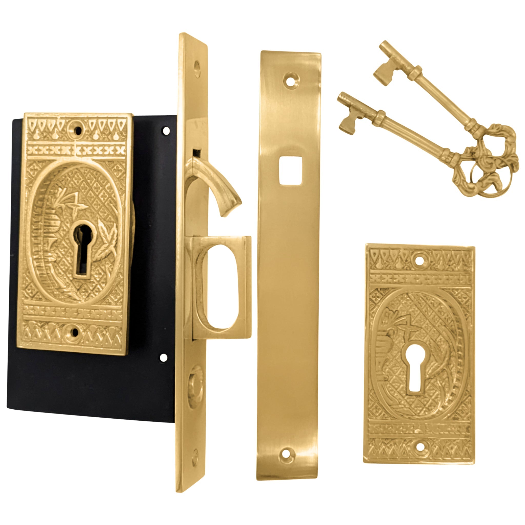 Broken Leaf Single Pocket Privacy (Lock) Style Door Set – Copper ...