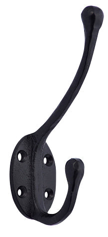 Traditional Solid Black Iron Coat Hook – Copper Mountain Hardware